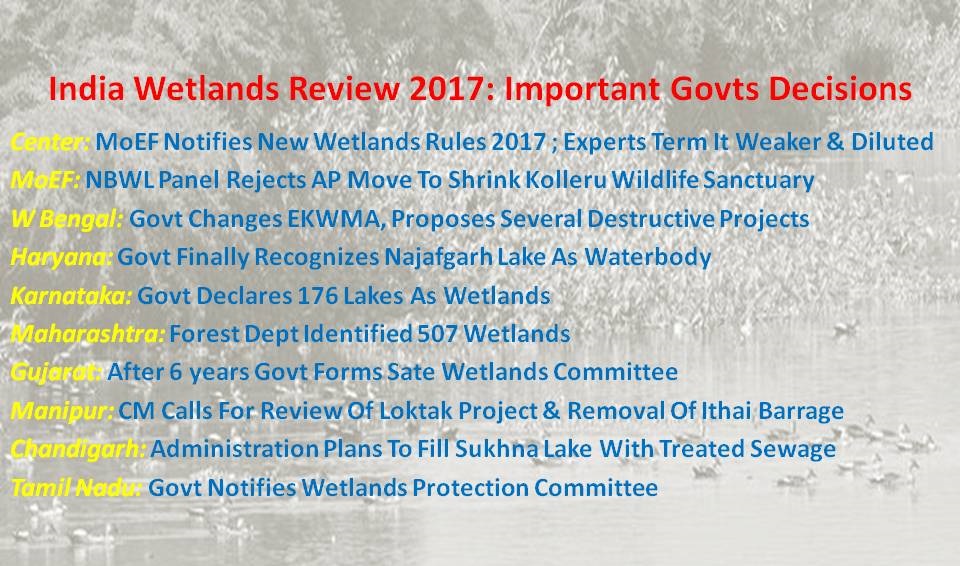 India Wetlands Review 2017: Important Governments Decisions – SANDRP