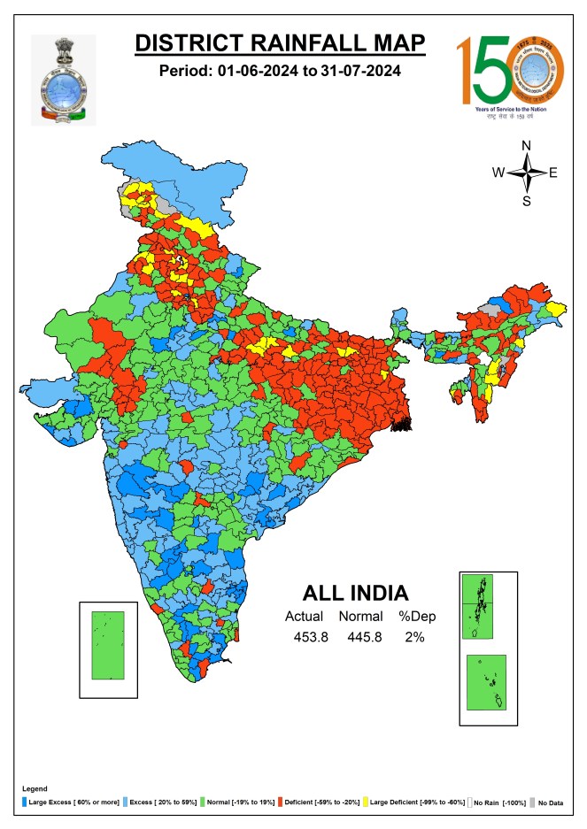 June July 2024: District wise rainfall in India’s SW Monsoon – SANDRP