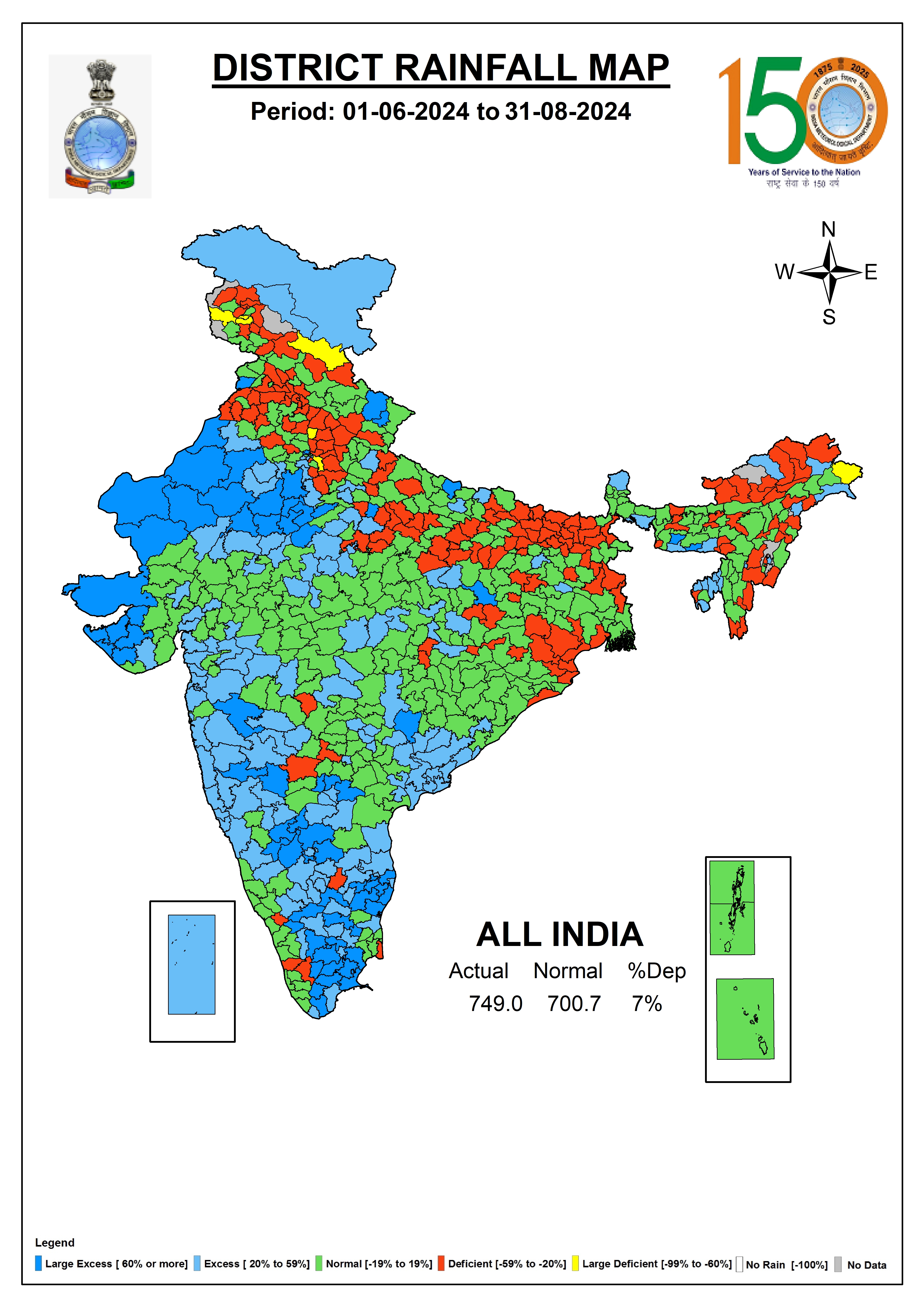 June Aug 2024: District wise rainfall in India’s SW Monsoon – SANDRP