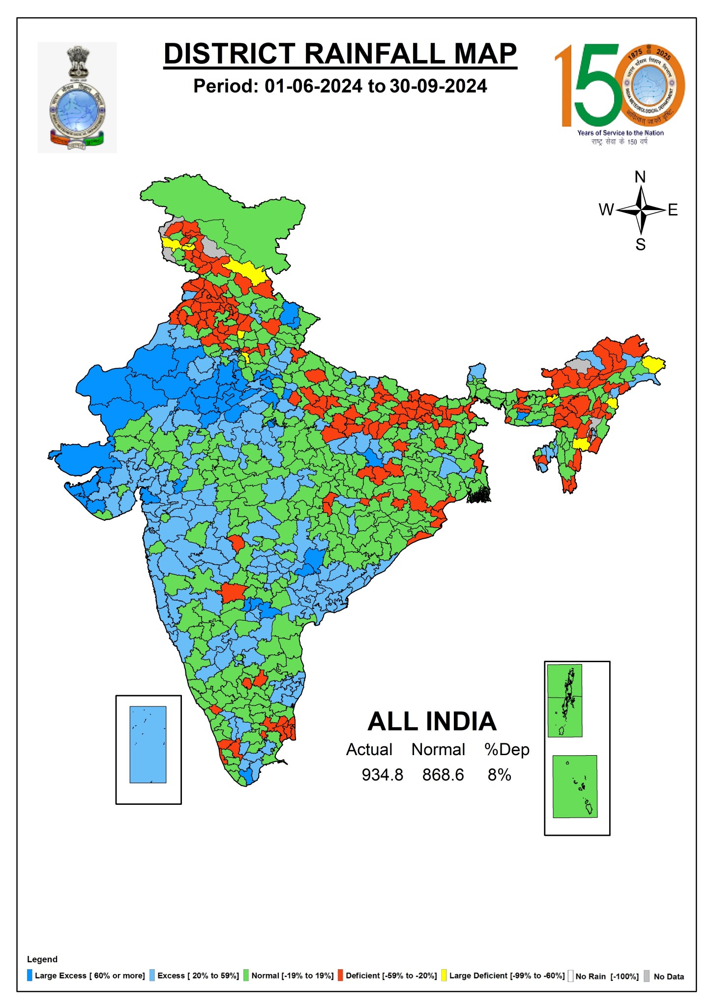 SW Monsoon 2024: District wise rainfall in India – SANDRP