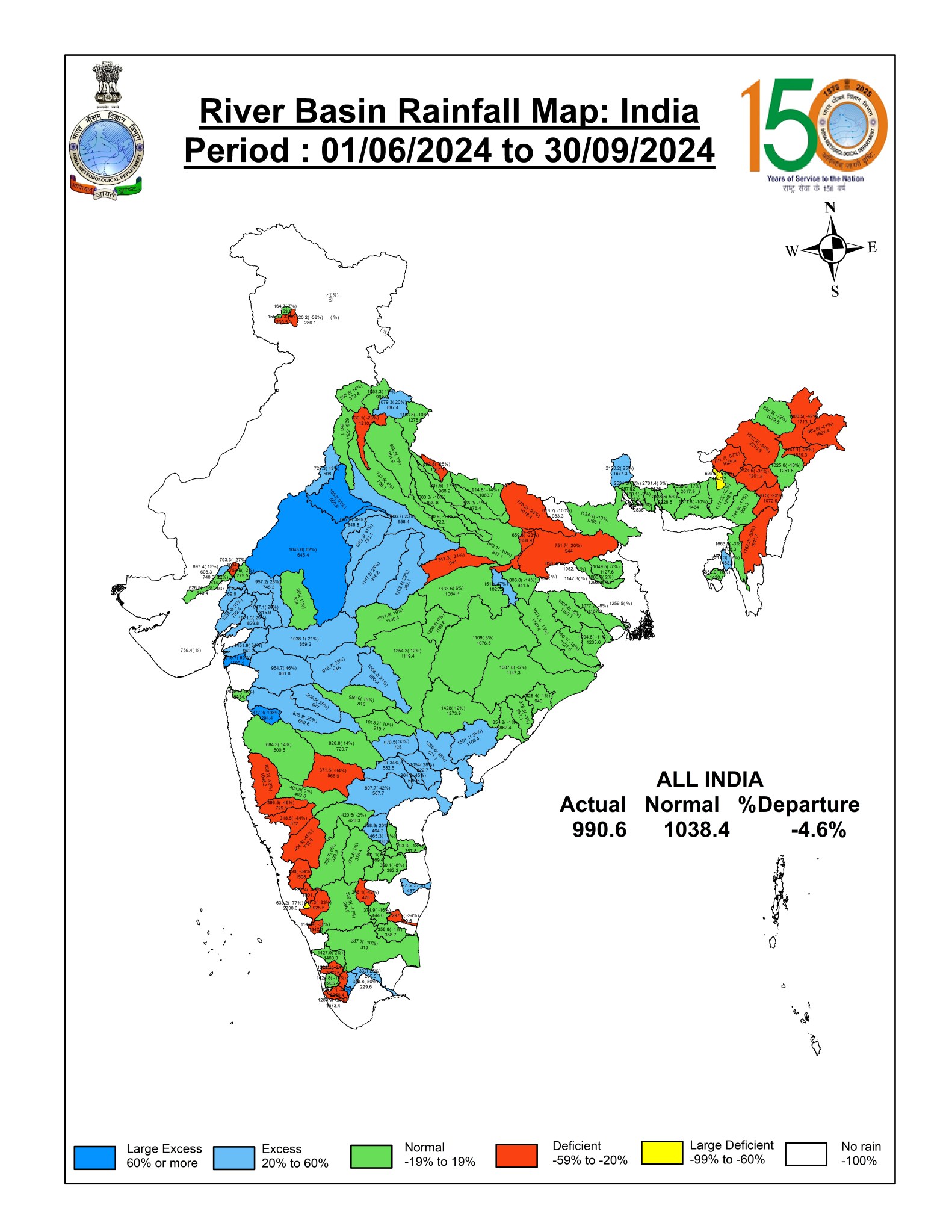 SW Monsoon 2024: District wise rainfall in India – SANDRP