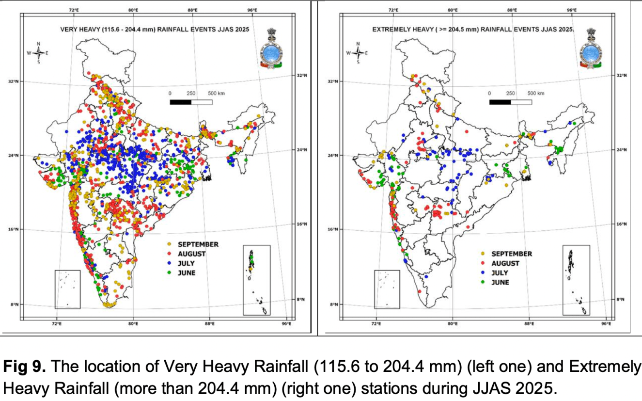 High Rainfall days in India’s districts in SW Monsoon 2025 – SANDRP
